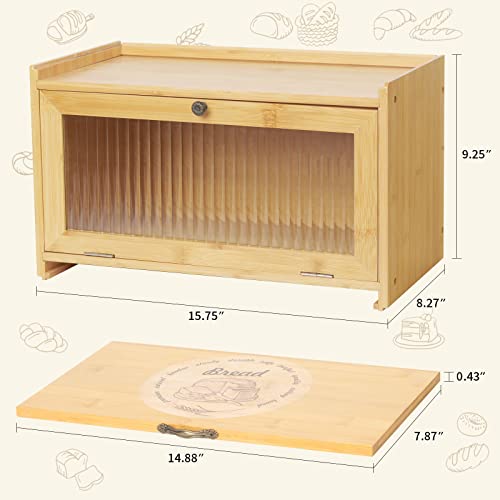 Snapklik.com : Large Bread Box For Kitchen Countertop - Bamboo Bread ...