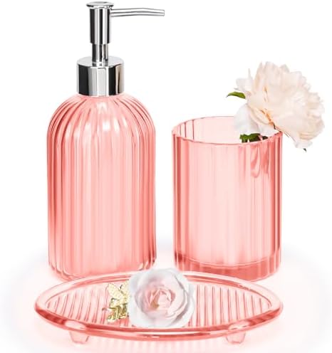 Huquter Badezimmer Set, 3 Teile Badezimmer Organizer mit Zahnputzbecher ...