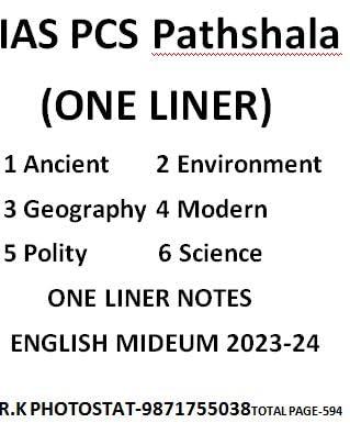 Buy IAS PCS Pathshala 2023-24 ( ONE LINER - ANCIENT +ENVIRONMENT ...