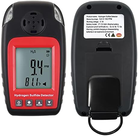 H2S Monitor Digital H2S Monitor Clip On 0~100ppm H2S Gas Detector with ...