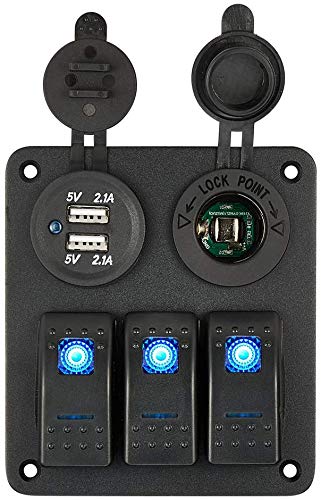 Amazon.com: kemimoto Rocker Switch Panel 3Gang Alumnium Marine Switch ...