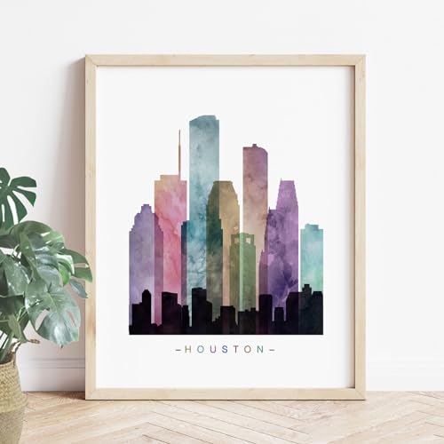Amazon.com: Houston Skyline, Houston Wall Art, Houston Art Print ...