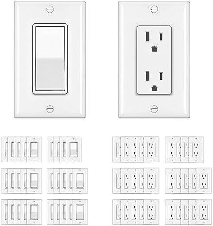BESTTEN 30 Pack Single Pole Wall Light Switch with Wallplate and 30 ...