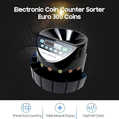 Coin CounterElectronic Coin Counter Sorter Euro 300 Coins Mini Digital ...