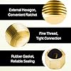 6pcs Brass Pipe Cap with Rubber Gasket, 3/8" NPT Female Pipe Plug Hex ...