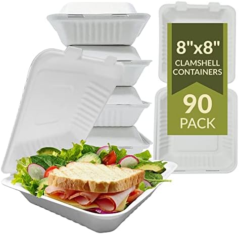 Amazon.com: Reli. Compostable Clamshell To-Go Containers (90 Pack), 8x8 ...