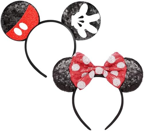 Amazon.com: JIAHANG Classical Black Mouse Ears Headband with Sequins ...