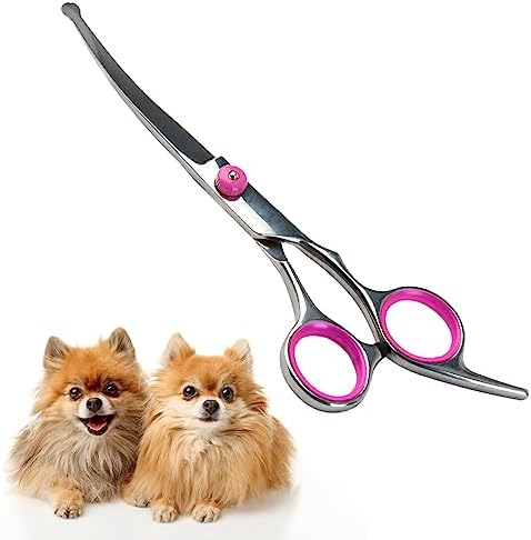 Pet Scissors,6" Dog Grooming Curved Scissors with Safety Round Tip ...