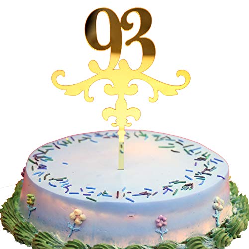 Acrylic Cake Topper, Mirror Gold Number 93 Cake Topper, Ideal - Want It All