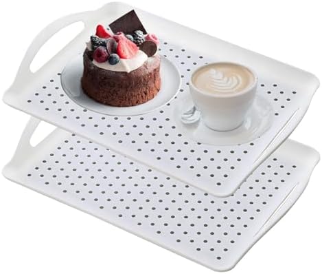 Amazon.com: Plastic Tray with Handles, 2 Pack Multi-Purpose Rectangular ...