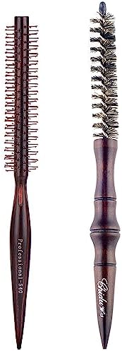 Amazon.com : Compact Styling Hair Brush Set: Mini Round Nylon Bristle ...