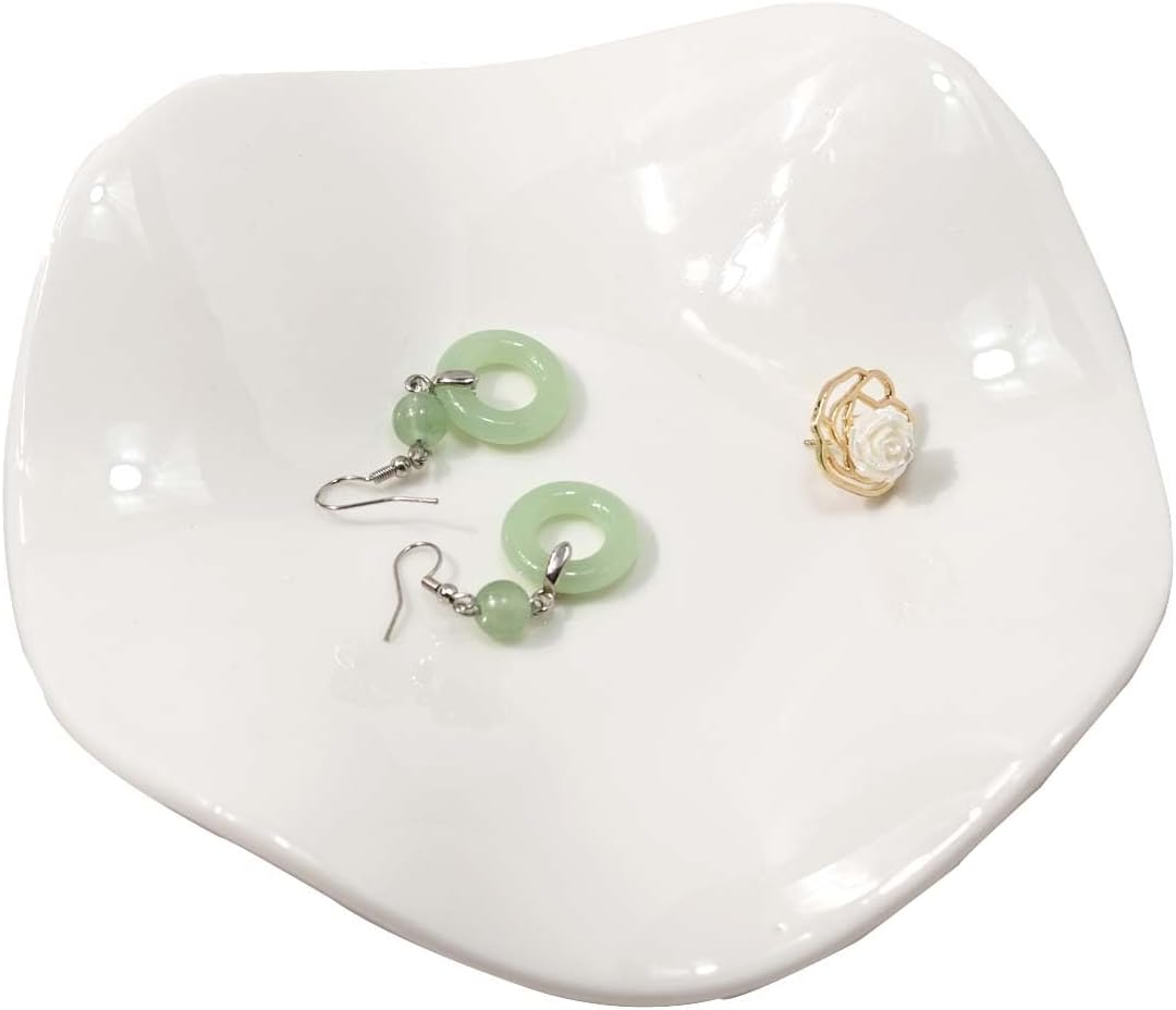 Amazon.com: White Wave Ceramic Jewelry Dish Tray, Vanity Ring Dish ...