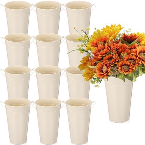 Amazon.com : Homegroove 12 Pcs Plastic Flower Buckets, 13.4 Inch Square ...