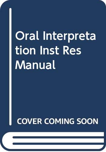 Buy Oral Interpretation Inst Res Manual Book Online at Low Prices in ...
