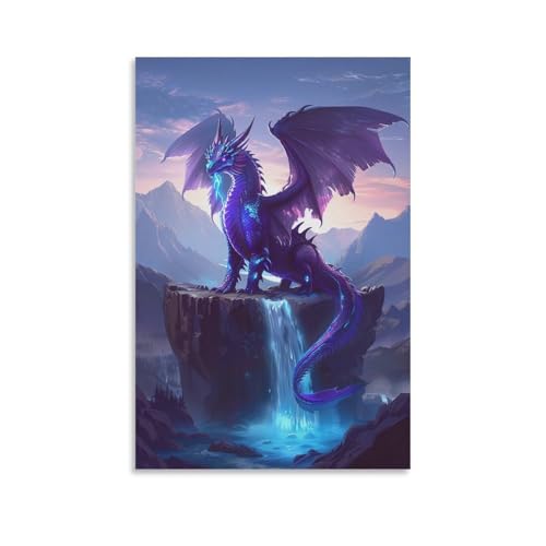 Purple Dragon Poster Paintings Cool Dragon Wall Decor Magical - Want It All