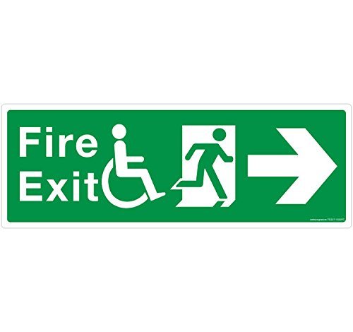 Safety Sign Store Fire Exit Right for Disabled, Material: 3M Self ...