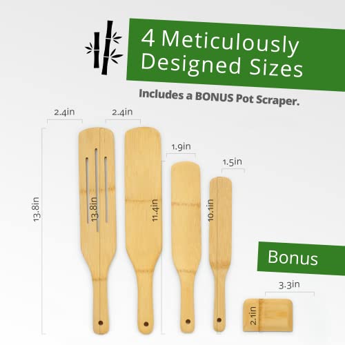 Stratus Home 5 pcs Bamboo Spurtle Set. Non Stick Cooking Set. Eco ...