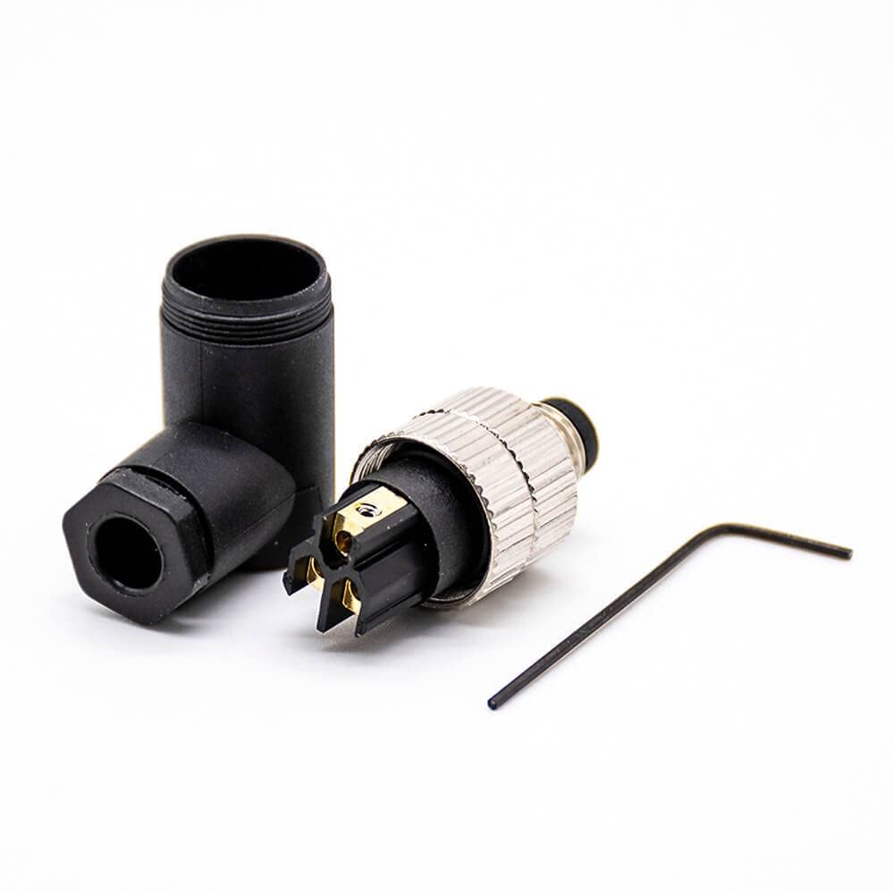 Automation Cable Connector M8 A Coded 3 Pin Male Sensor / Actuator Data ...