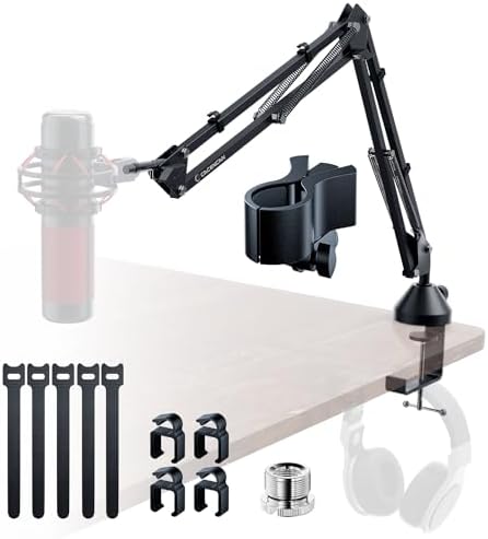 Amazon.com: Boom Arm Micophone, Mic Arm Desk Mount Foldable with 3/8 ...