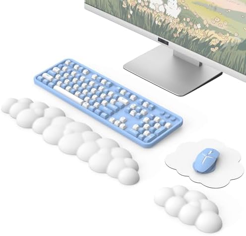 Cloud Wrist Rest Keyboard, White Cloud Palm Rest with PU Leather Memory ...