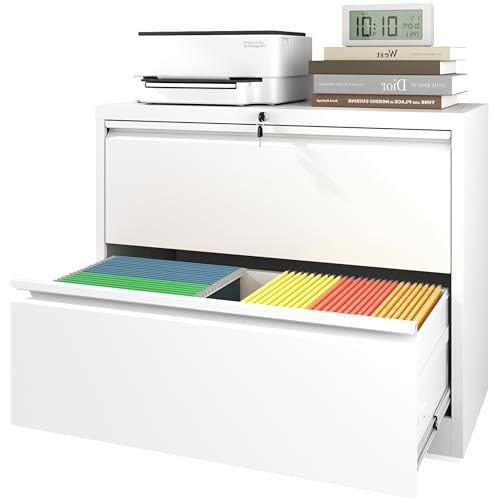 Buy IKIMI Lateral File Cabinets 2 Drawer Office Filing Cabinet Steel ...