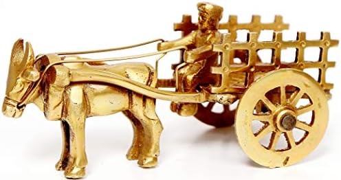 Buy CRAFTHUT Brass Bull Cart with Open Jaali Pulled by Double Bull ...