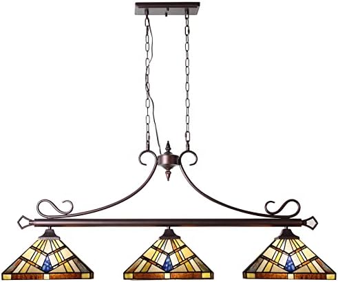 Capulina Tiffany Pool Table Light Cream Amber Antique Style Chandelier ...