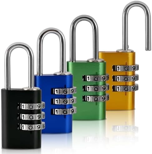 Cieex 4 Pièces Cadenas Code, Cadenas à Code 3 Chiffres en Aluminium ...