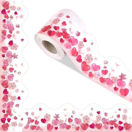 Amazon.com: 60 Feet Valentine's Day Border Heart Bulletin Board Border ...