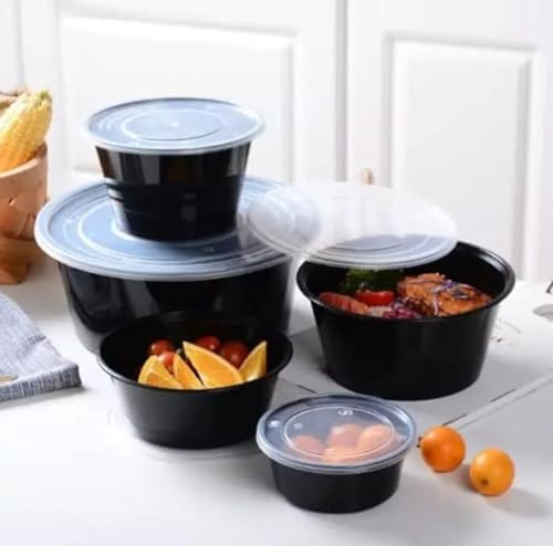 HOT BARGAINS 50 X 1250ml Heavy Duty Round Takeaway Food Containers with ...