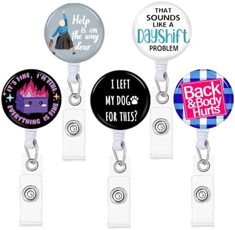 Amazon.com : 5pcs Badge Reels Holder Retractable with ID Clip for Nurse ...