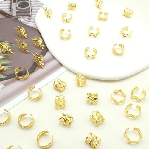 Amazon.com: 100 pcs Gold Hair Cuffs for Braids Jewelry Accessories ...