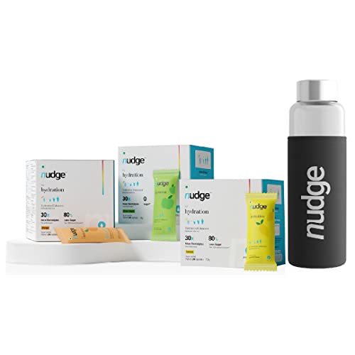 Nudge Hydration Enhancer (Pack of 3) with Glass Bottle 500ml | 30X ...