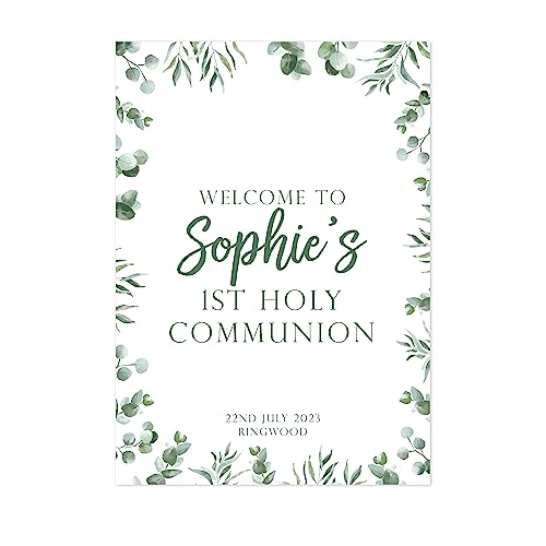 Personalised eucalyptus first holy communion sign | decor for first ...