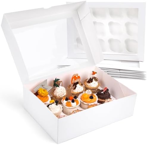 Amazon.com: OMYOPY 20 Pack White Cupcake Boxes Cupcake Containers with ...