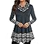Cowl Neck Tunics Long Sleeve Patchwork Form Fitting Casual A-Line Top ...