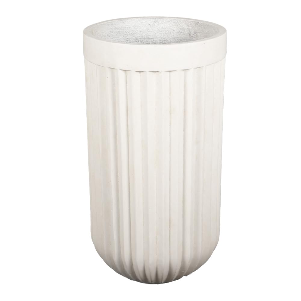 YATAI Modern Concrete Vase, Elegant Vertical Tall Ribbed Plant Pot ...