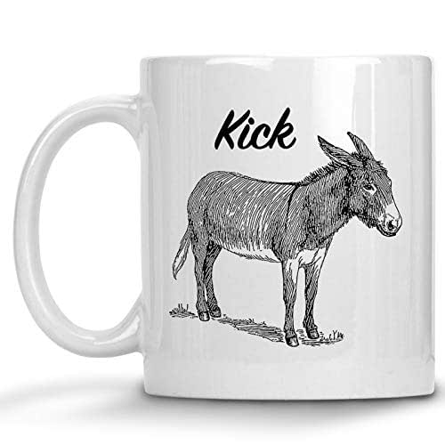 Amazon.com: DashaAlexander Kick Ass Funny Mug, Funny Coffee Cup, Donkey ...