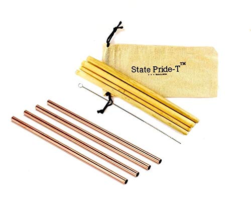 State Pride-T Drinking Straws Premium Set of 8 (4 Copper and 4 Bamboo ...