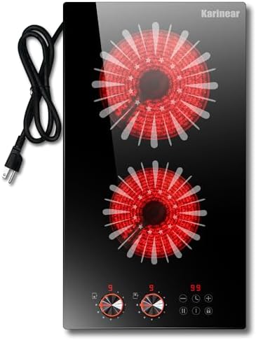 Amazon.com: Karinear 110V Electric Cooktop 2 Burners, 12 Inch Electric ...