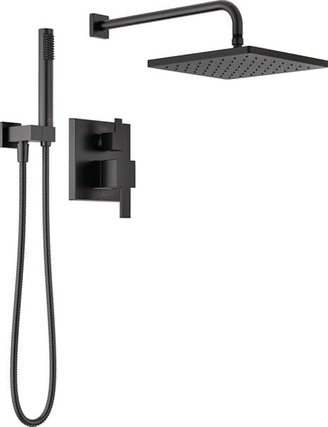 Delta Modern 14 Series Square Rain Shower System Faucet Set, Rainfall ...