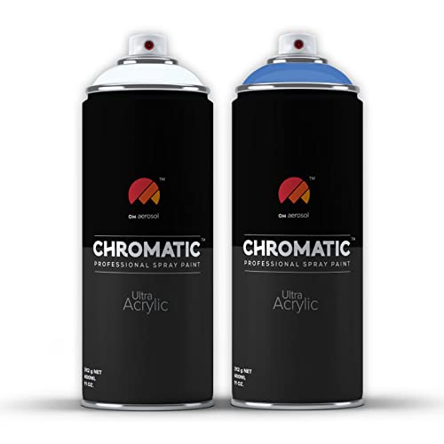 CHROMATIC Ultra White & Kangaroo Blue Spray Paint 400 ml (pack of 2 ...