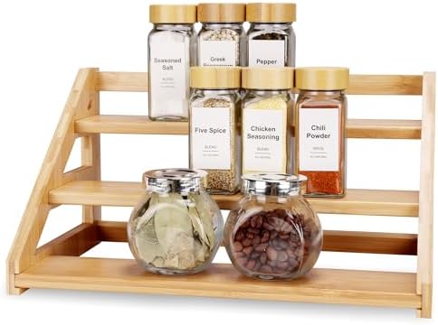Amazon.com: MNADSFKJ 3-Tier Bamboo Spice Rack, Ideal for Kitchen ...