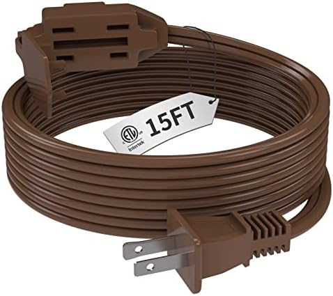 Amazon.com: PLUGTUL Indoor Brown Extension Cord 15 Feet, 3-Outlet ...