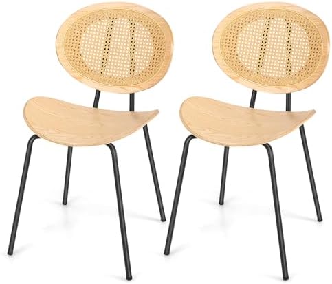 TANGZON Dining Chairs Set of 2, Bamboo Kitchen Chairs with Imitated ...