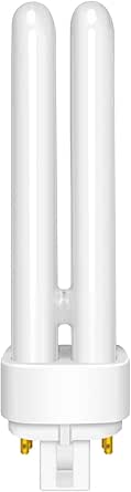 13W G24q-1 Compact Fluorescent Lamp 4 Pin, Warm White 2700K, 850LM, 2U Double Tube Energy Saving ...