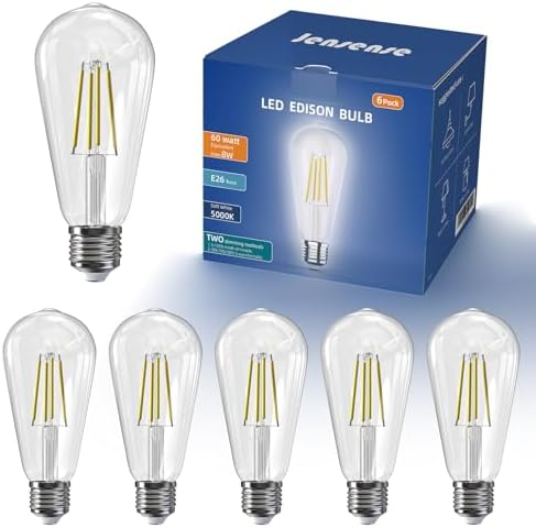 LUXON LED Edison Bulb Dimmable Vintage Style Light Bulbs 6W 5500K ...