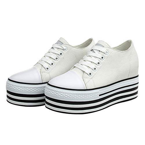 Buy rismart Women Double Outsoles High Platform Canvas Shoes Low Wedge ...