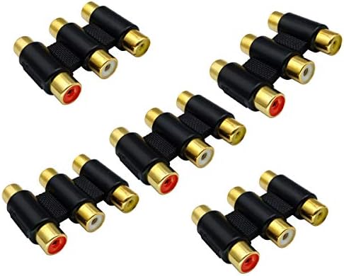 Amazon.com: AAOTOKK 5-Pack 3 RCA Female to Female Adapter, Gold Plated, Black : Electronics