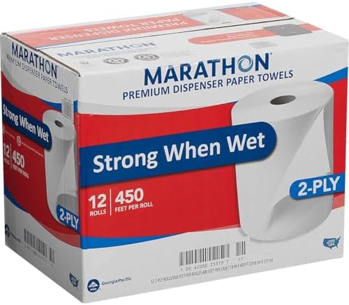 Amazon.com: Marathon Dispenser Roll Towels, 12 Count, Non-Perforated, 2 ...